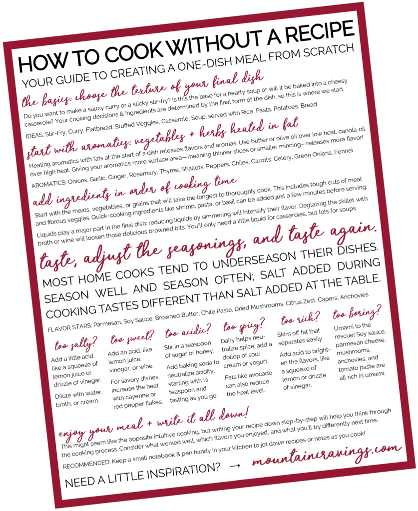 How To Cook Without A Recipe – Mountain Cravings
